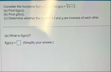Solved Consider the functions f(x)=x3, ﻿and g(x)=x 23.(a) | Chegg.com