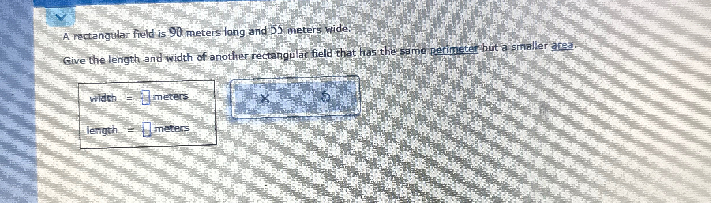 Solved A rectangular field is 90 ﻿meters long and 55 ﻿meters | Chegg.com