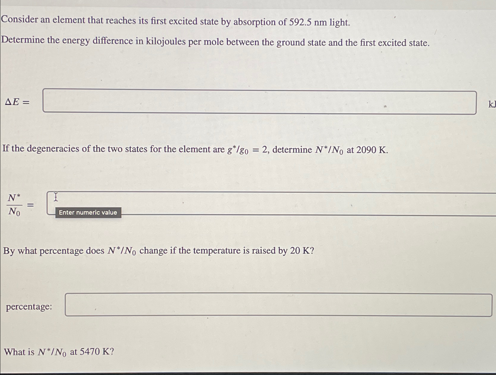 Solved Consider an element that reaches its first excited | Chegg.com