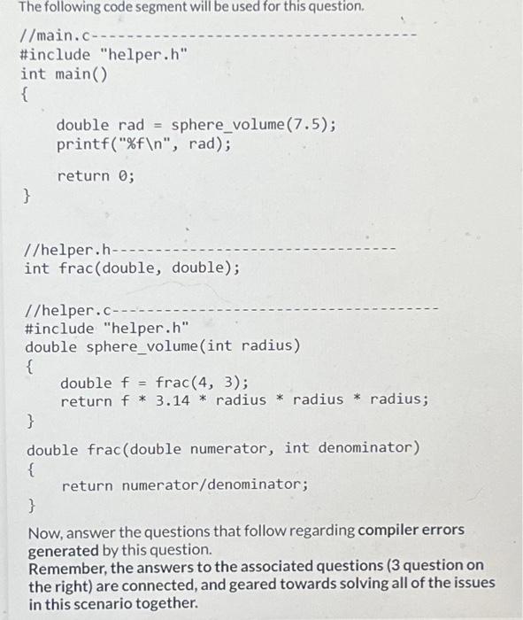 Solved The following code segment will be used for this | Chegg.com