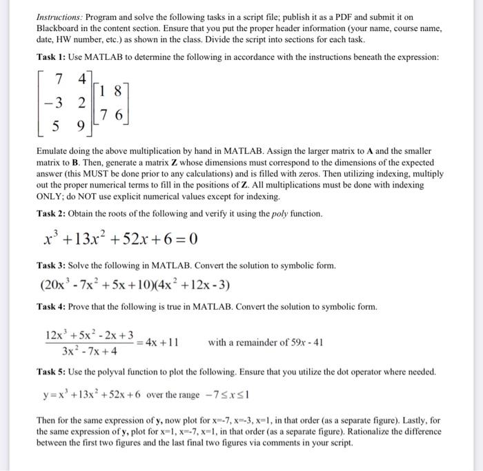 Solved Instructions: Program and solve the following tasks | Chegg.com