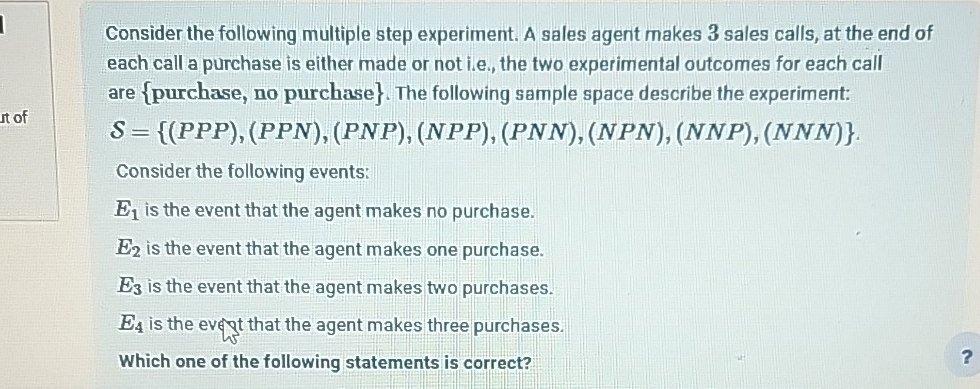 Solved Consider the following multiple step experiment. A | Chegg.com