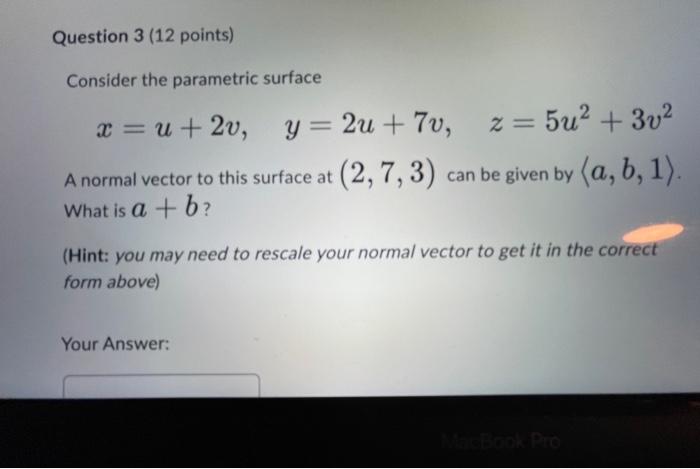 Solved Consider the parametric surface | Chegg.com