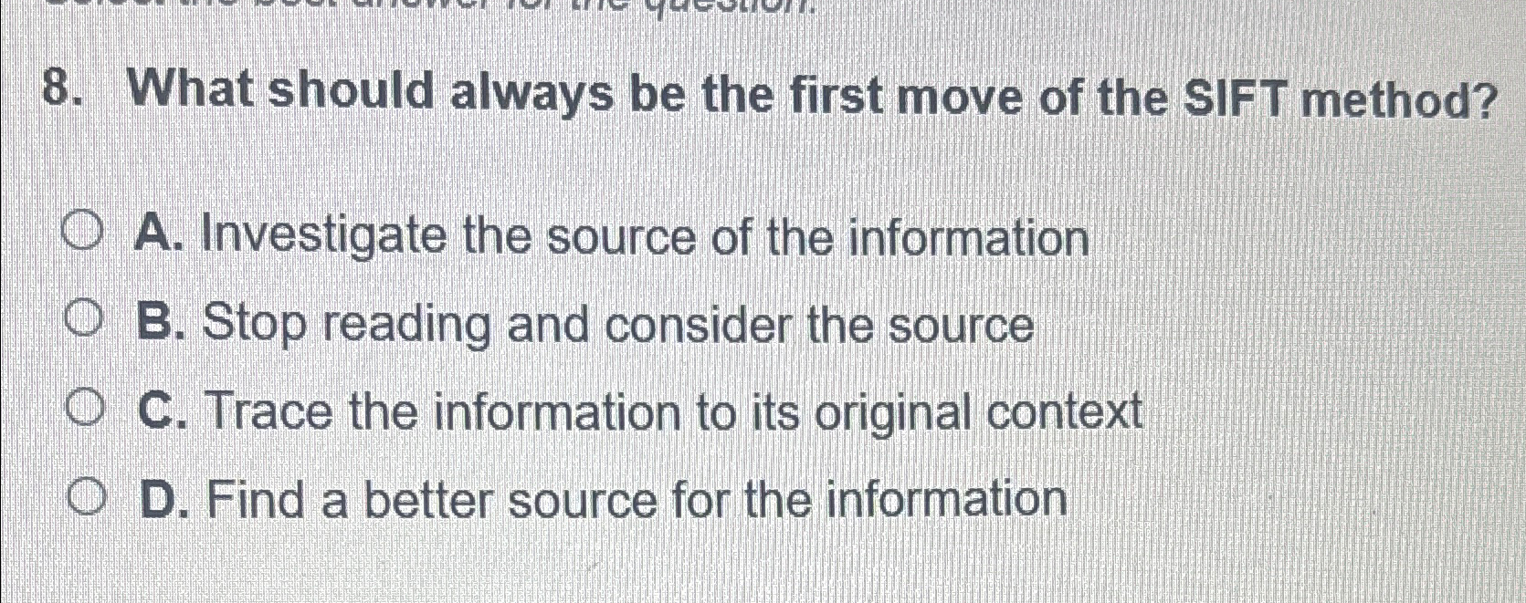 Solved What should always be the first move of the SIFT | Chegg.com