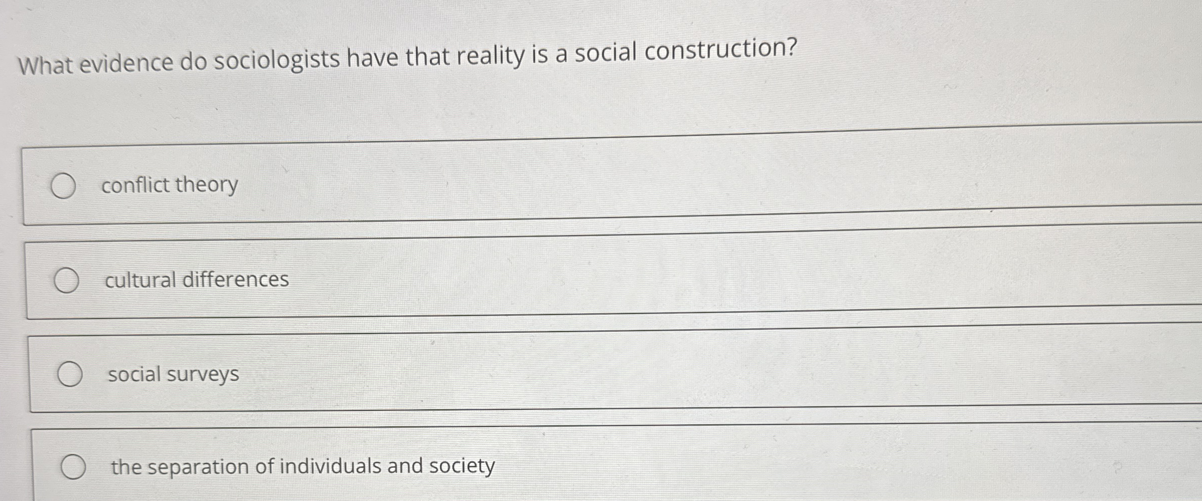 Solved What evidence do sociologists have that reality is a | Chegg.com