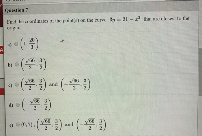 Solved Question 7 Find the coordinates of the point(s) on | Chegg.com