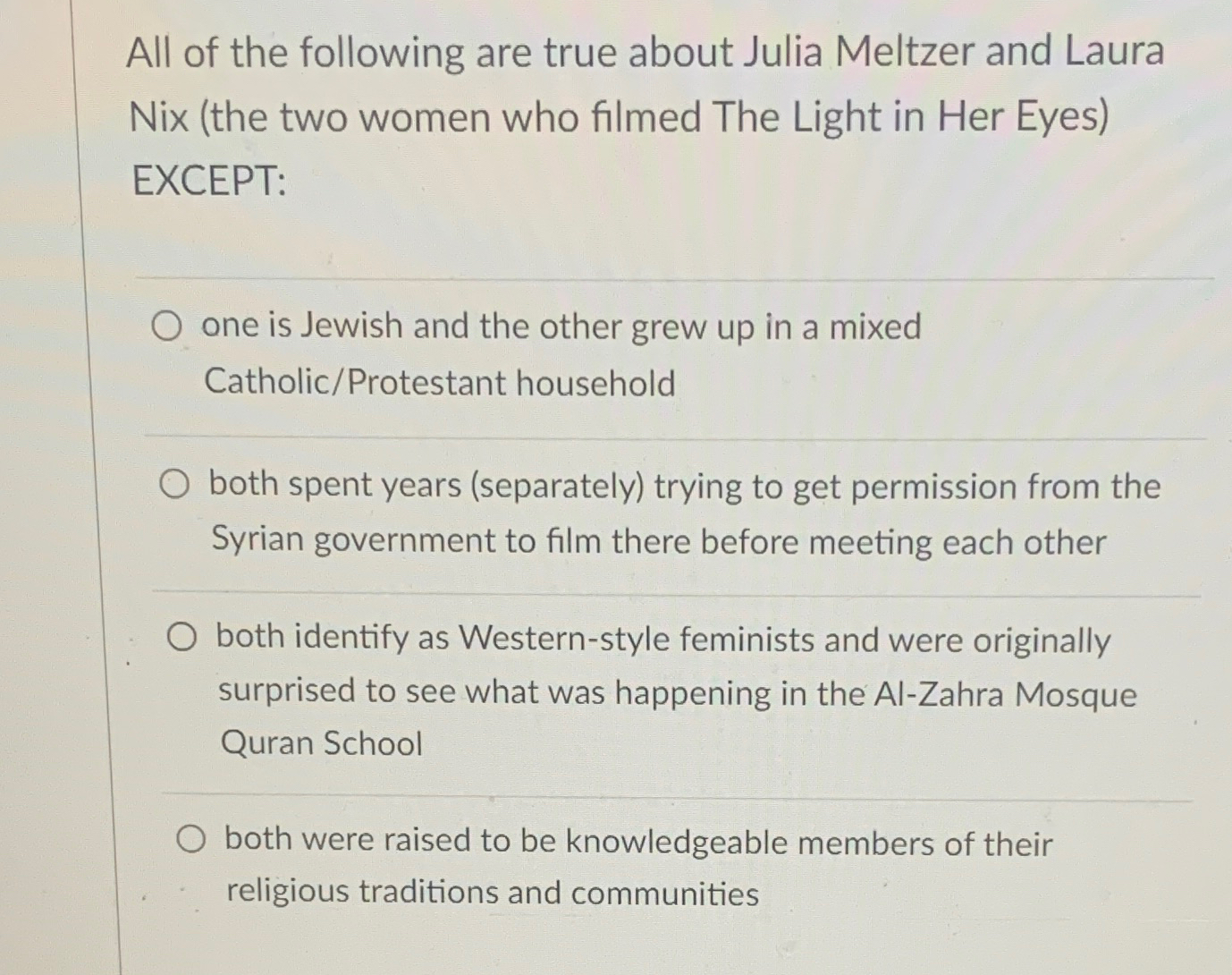 Solved All of the following are true about Julia Meltzer and | Chegg.com
