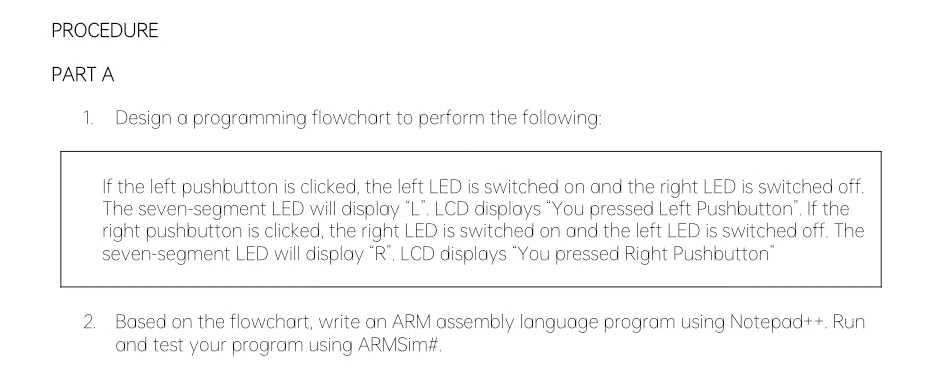 Solved PROCEDUREPART ADesign a programming flowchart to | Chegg.com