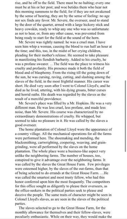 Solved ...[Colonel Edward Lloyd's] plantation is about | Chegg.com