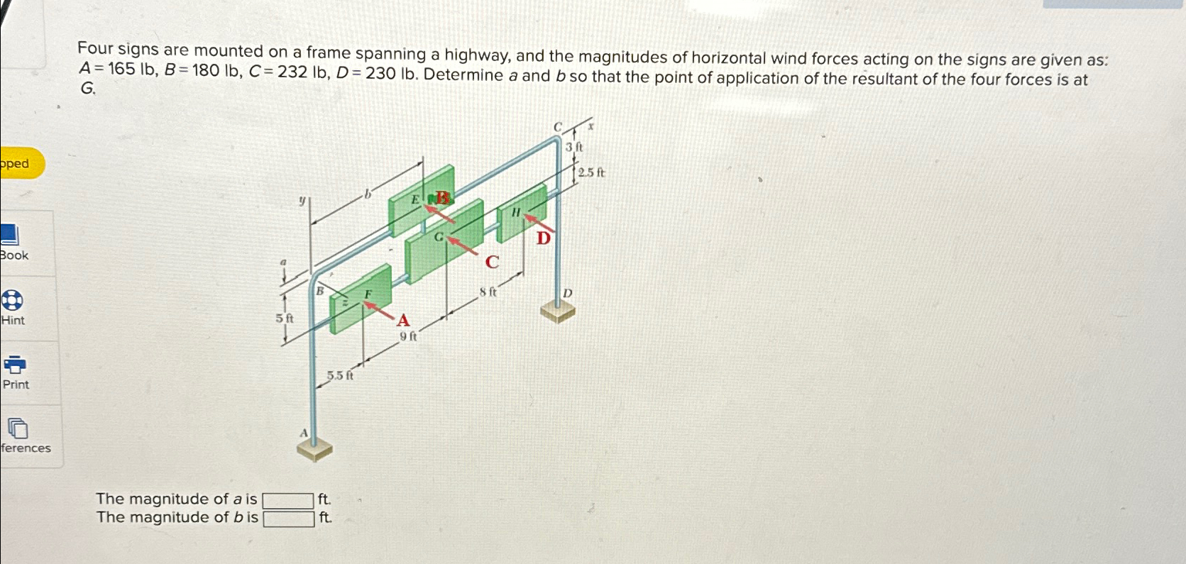 Solved Four signs are mounted on a frame spanning a highway, | Chegg.com