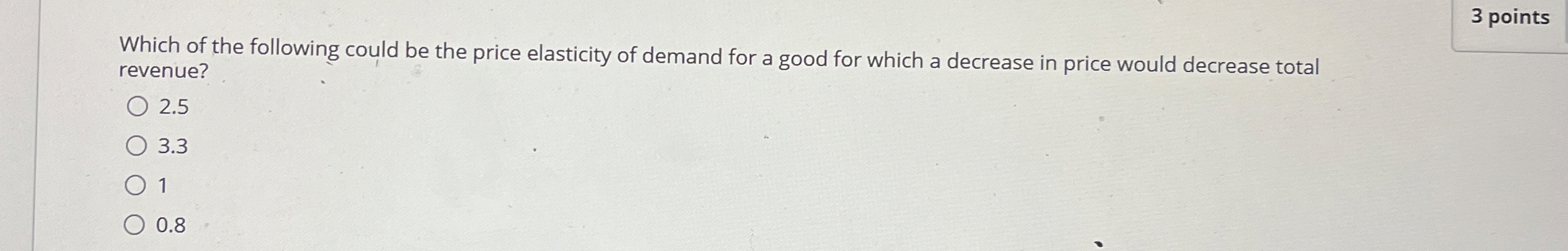 Solved 3 ﻿pointsWhich of the following could be the price | Chegg.com