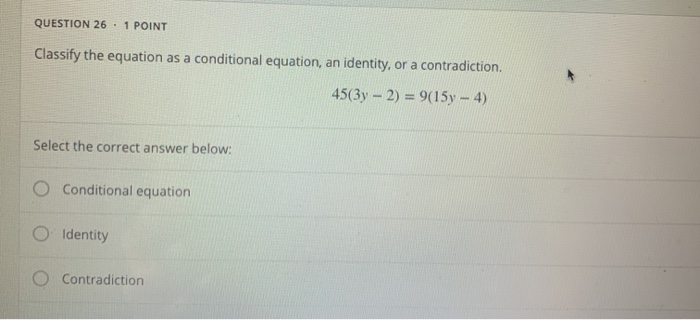 Solved QUESTION 26 - 1 POINT Classify the equation as a | Chegg.com
