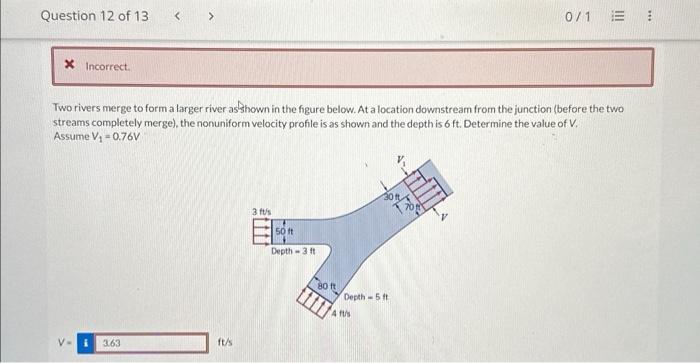Solved Two rivers merge to form a larger river as shown in | Chegg.com
