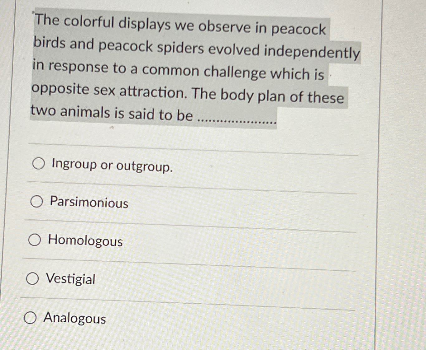 Solved The colorful displays we observe in peacock birds and | Chegg.com