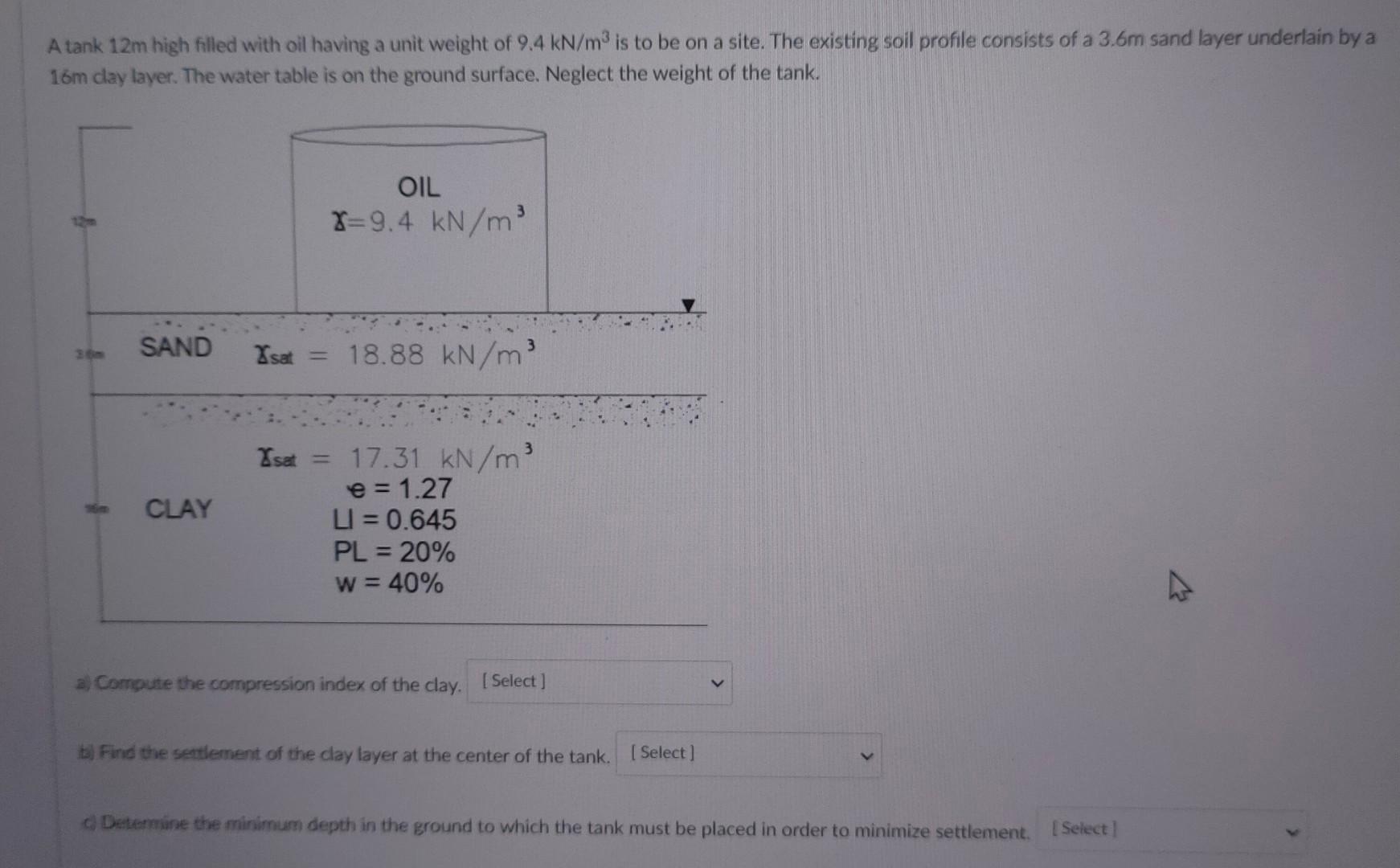 Solved A tank 12m high filled with oil having a unit weight | Chegg.com