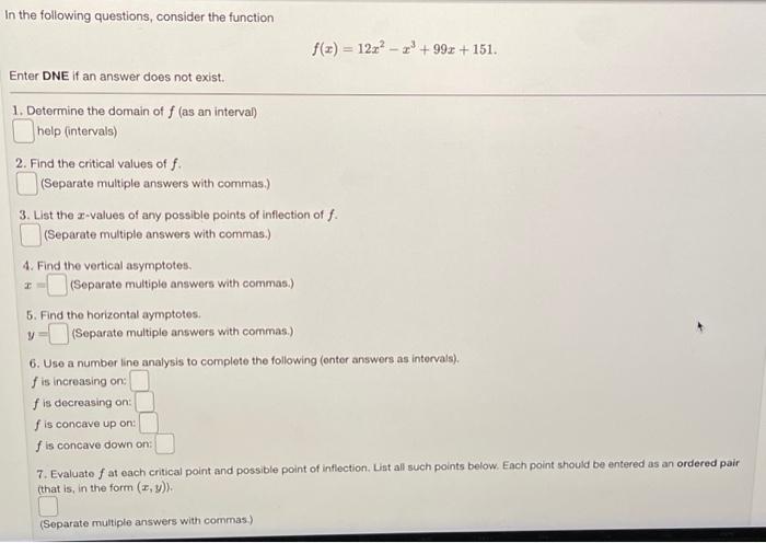 Solved In the following questions, consider the function | Chegg.com