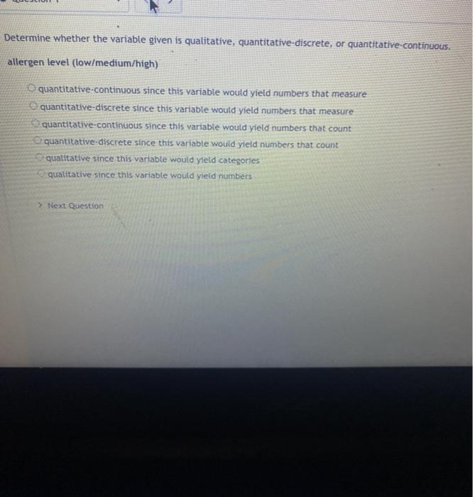 Solved Determine whether the variable given is qualitative, | Chegg.com