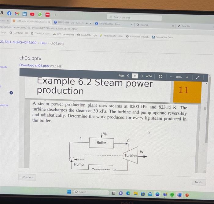 Solved A steam power production plant uses steams at 8200kPa | Chegg.com