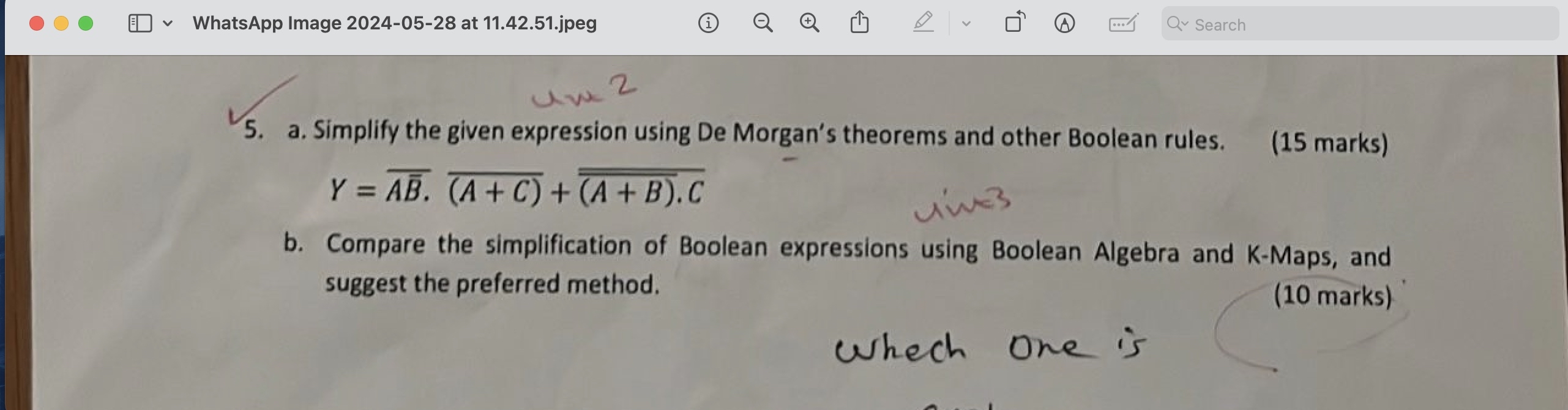 Solved a. ﻿Simplify the given expression using De Morgan's | Chegg.com