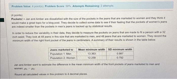 Solved (4 points) Pockets! Jan and Amber are dissatisfied | Chegg.com