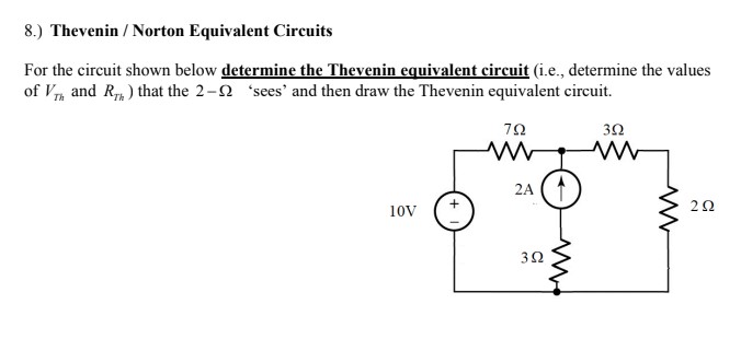 Solved 8.VTh ﻿and RTh 2-Ω ﻿'sees' and then draw the Thevenin | Chegg.com