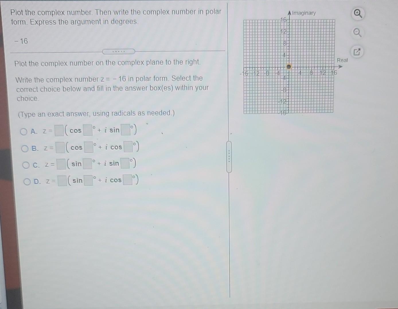 Solved Imaginary Plot the complex number. Then write the | Chegg.com