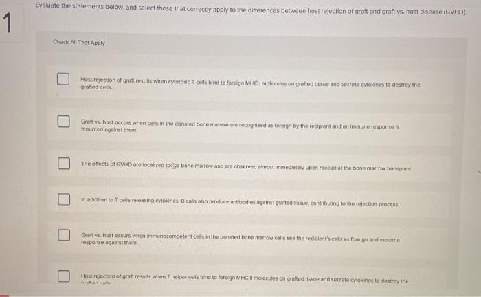 Solved Evaluate the statements below and select those that | Chegg.com
