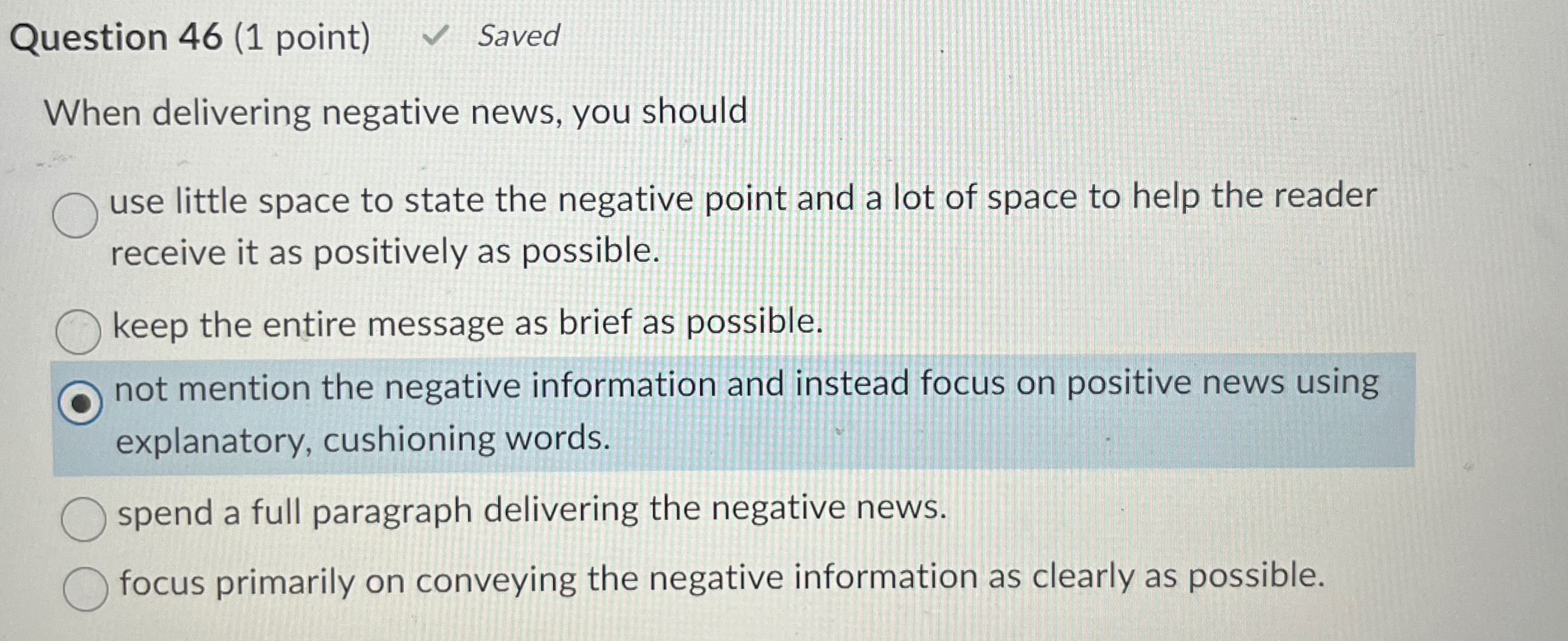Solved Question 46 (1 ﻿point)SavedWhen delivering negative | Chegg.com