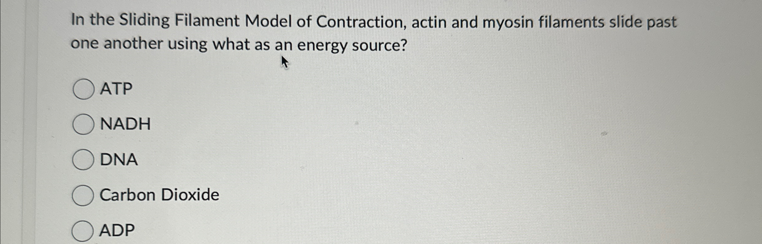 Solved In the Sliding Filament Model of Contraction, actin | Chegg.com