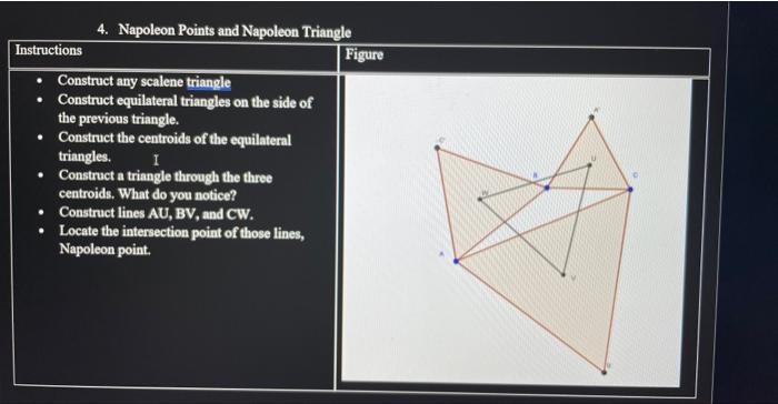 Solved 4. Napoleon Points and Napoleon Triangle Instructions | Chegg.com