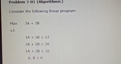 Solved Problem 3-01 (Algorithmic)Consider the following | Chegg.com