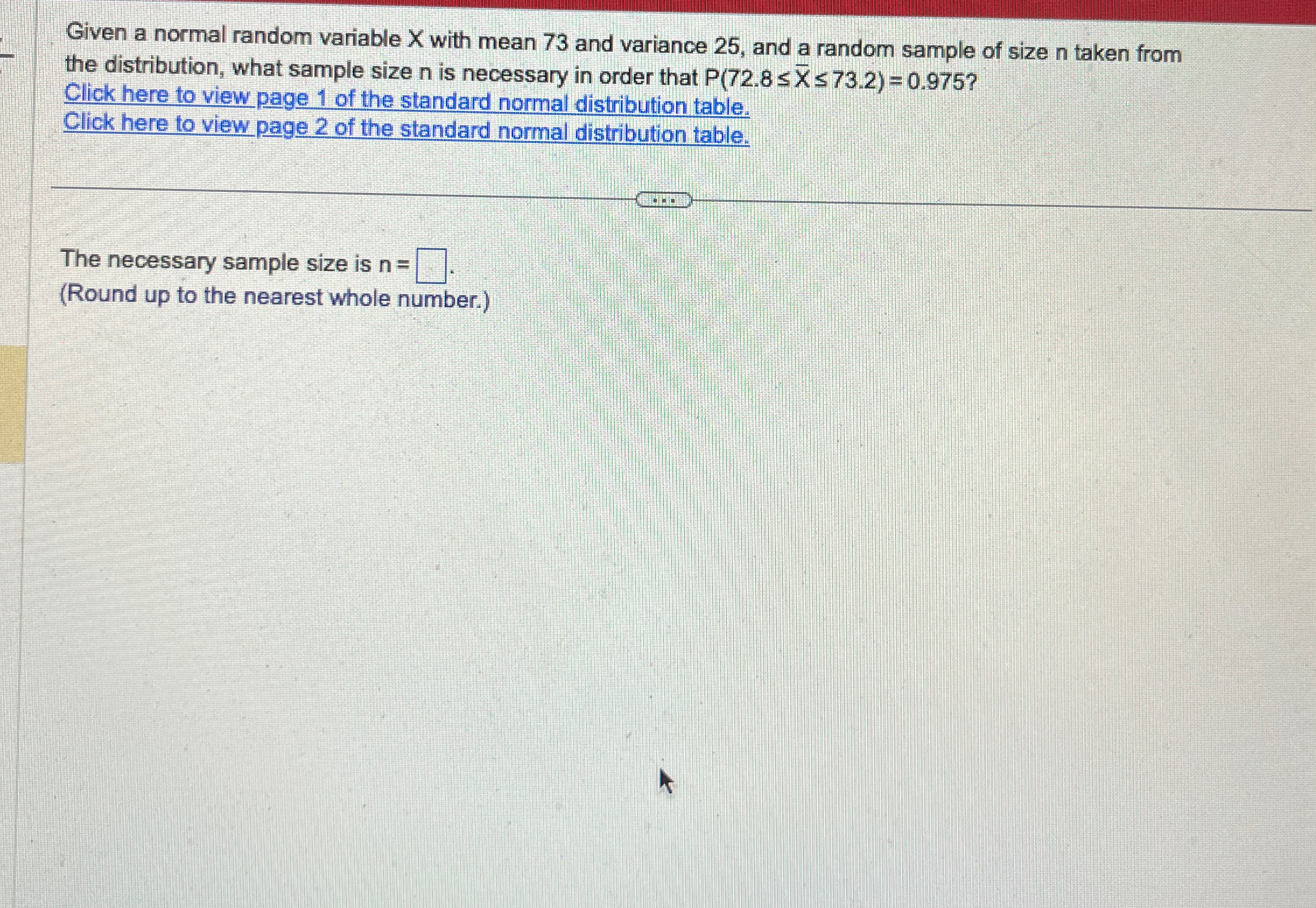 Solved Given a normal random variable x ﻿with mean 73 ﻿and | Chegg.com