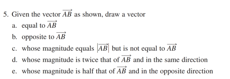 Given the vector vec(AB) ﻿as shown, draw a vectora. | Chegg.com