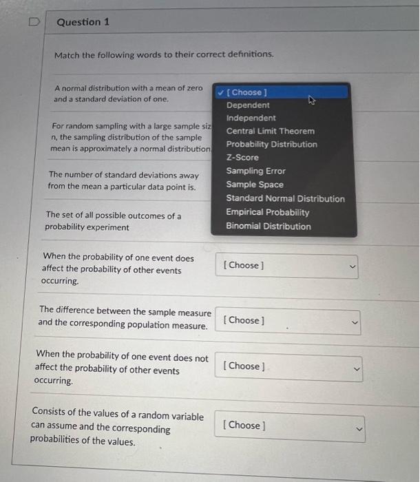 Solved Match the following words to their correct | Chegg.com