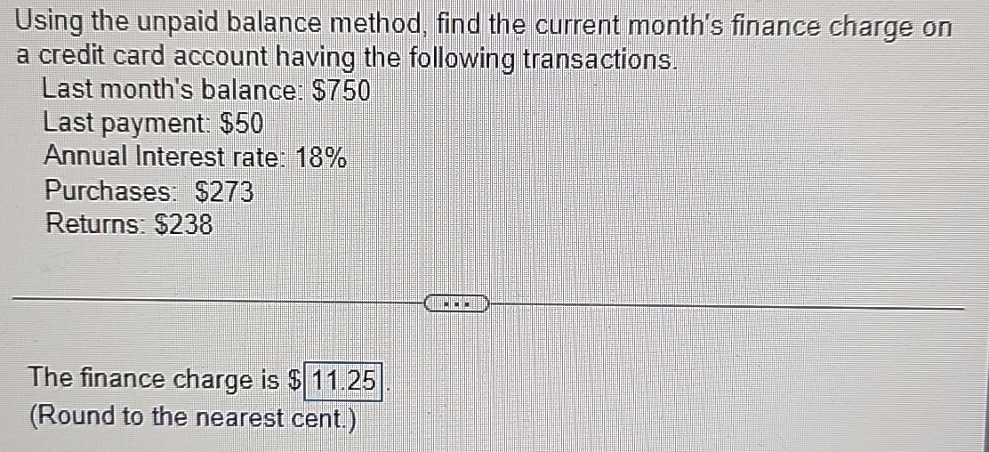 Solved Using the unpaid balance method, find the current | Chegg.com