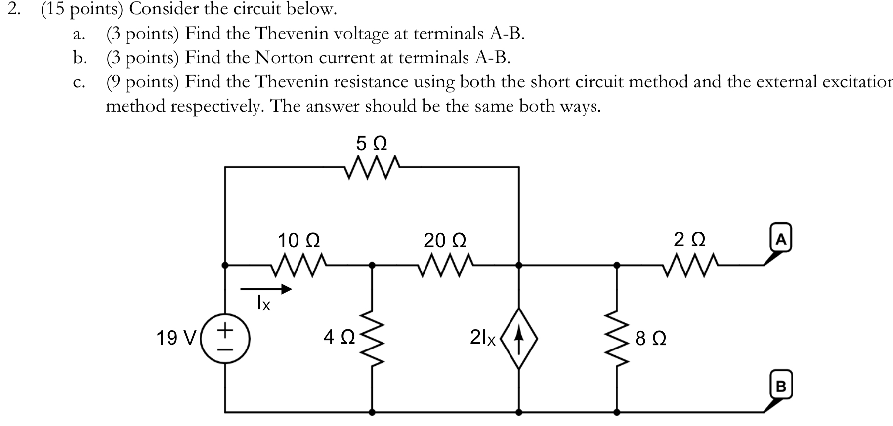 Solved (15 ﻿points) ﻿Consider the circuit below.a. (3 | Chegg.com