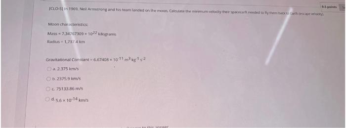 Solved ICLO 51 in 1969, Neil Armstrong and his team landed | Chegg.com
