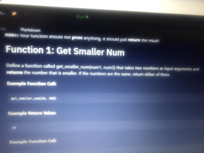 Solved Run Markdown MINI: Your function should not print | Chegg.com