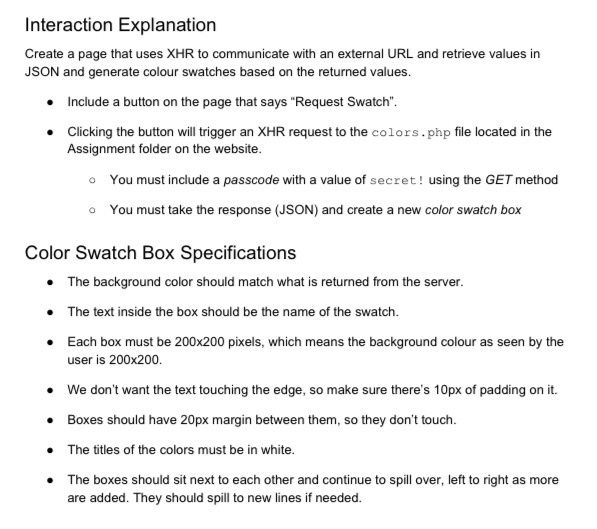 Interaction Explanation Create a page that uses XHR | Chegg.com