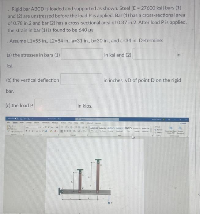 Solved Rigid bar ABCD is loaded and supported as shown. | Chegg.com