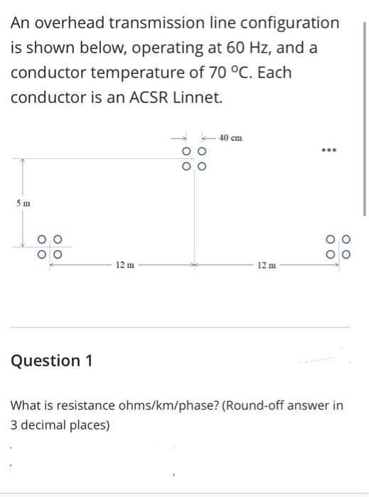 An overhead transmission line configuration is shown | Chegg.com