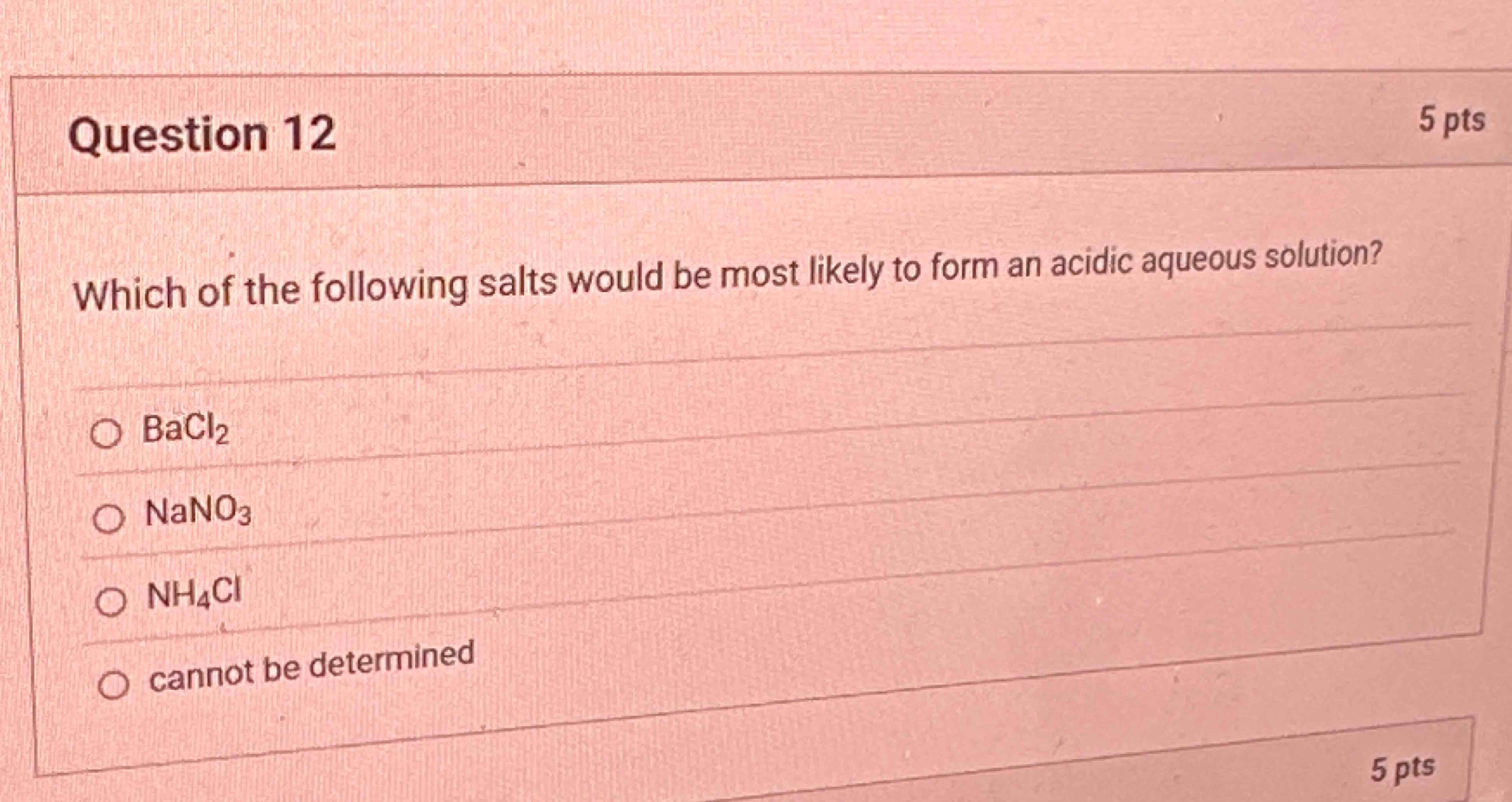 Solved Question 12Which of ﻿the following salts would be | Chegg.com