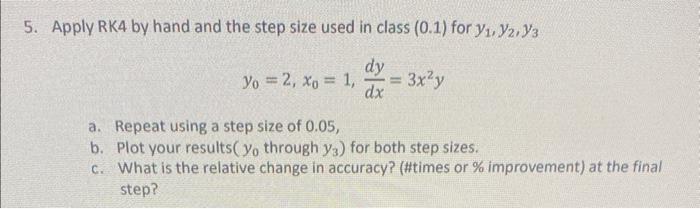 Solved 5. Apply RK4 by hand and the step size used in class | Chegg.com
