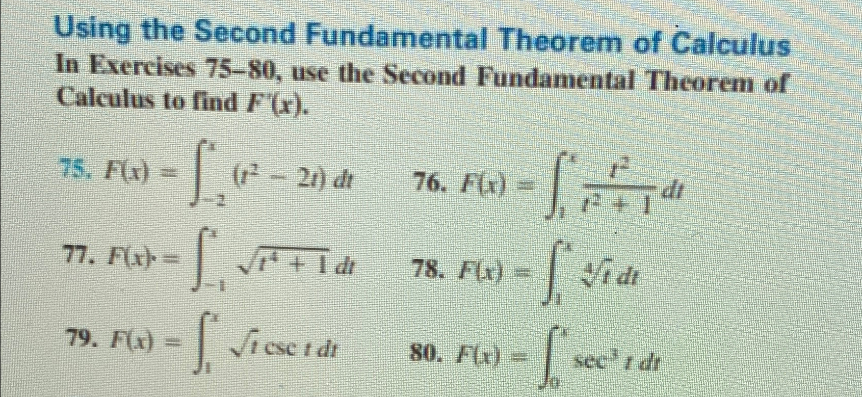 Solved Using The Second Fundamental Theorem Of Calculus In