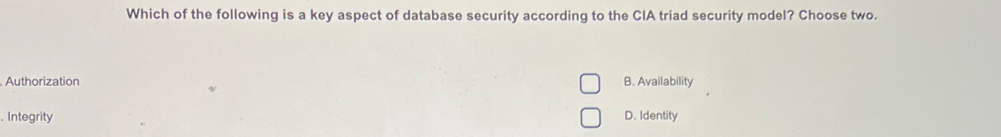 Solved Which of the following is a key aspect of database | Chegg.com
