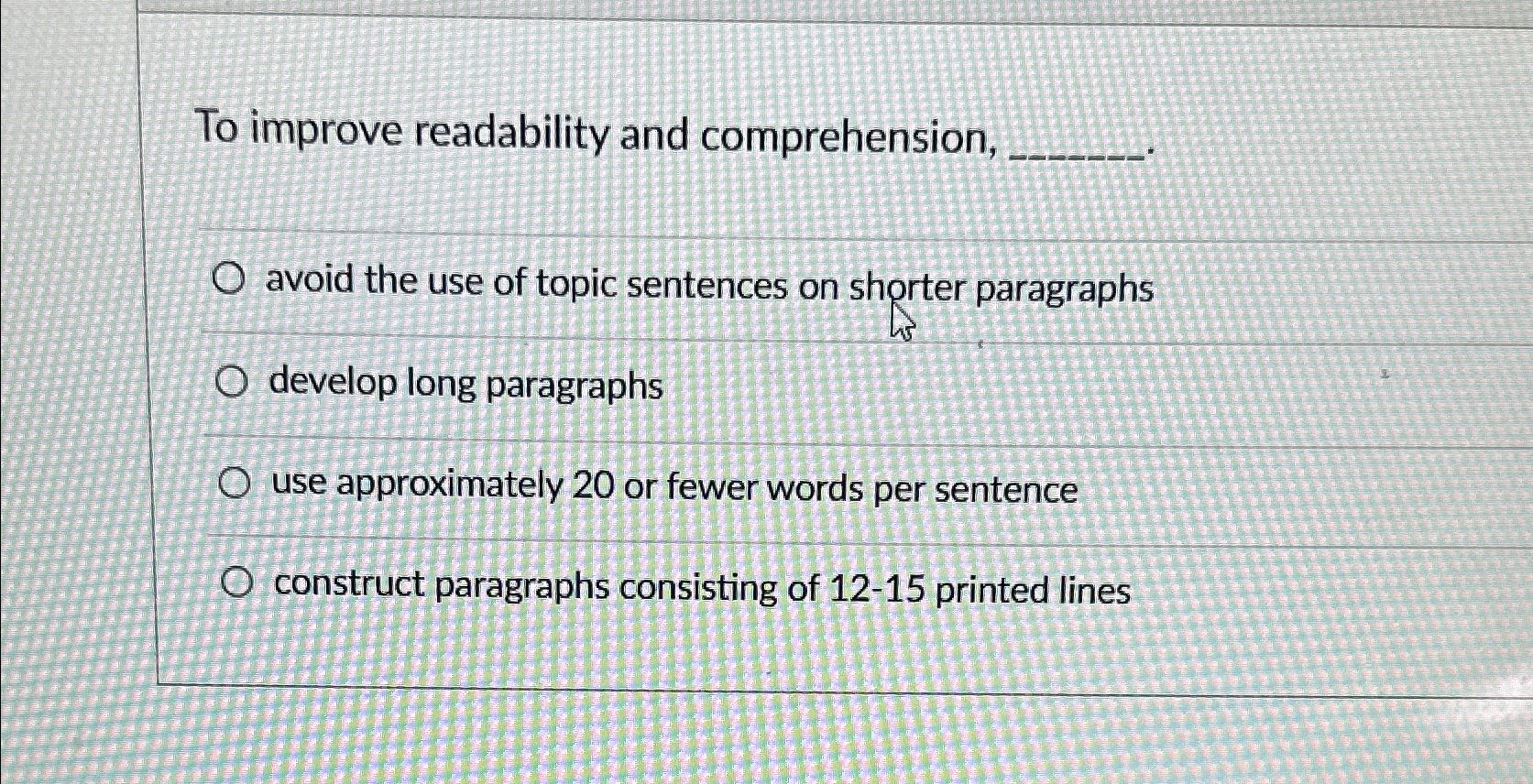 Solved To improve readability and comprehension,avoid the | Chegg.com