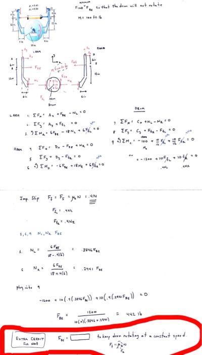Solved Solve the Force of BE to keep drum rotating at a | Chegg.com