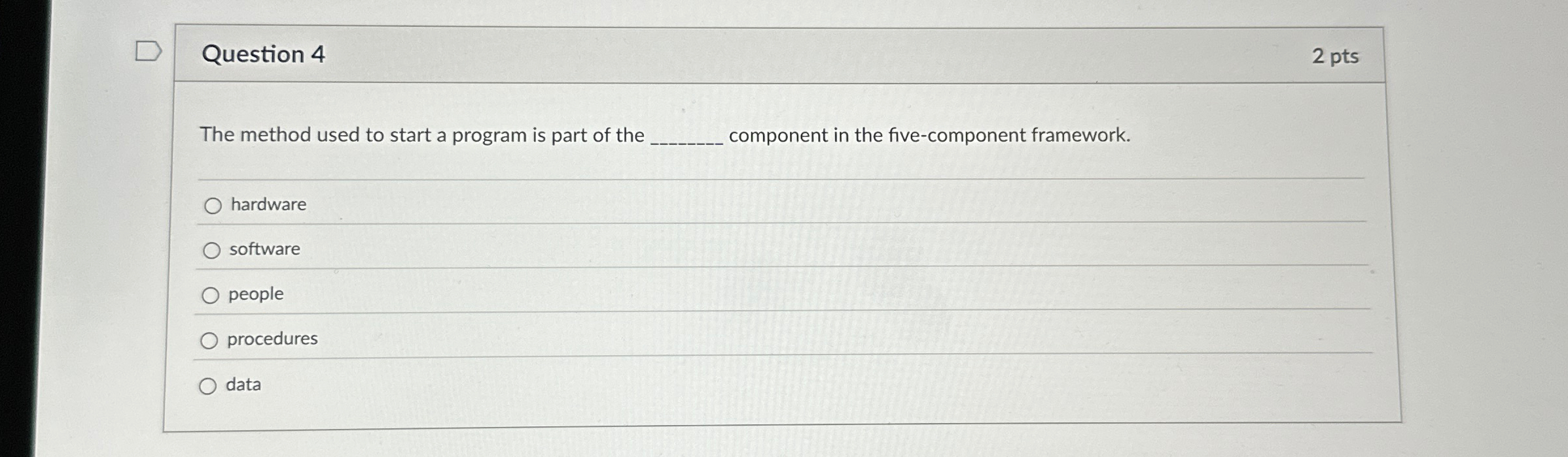 Solved Question 4The method used to start a program is part | Chegg.com