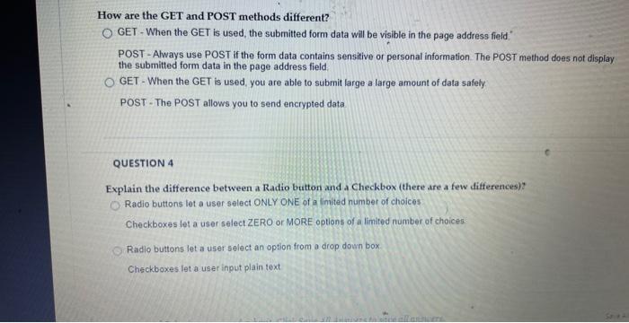 Solved How are the GET and POST methods different? GET - | Chegg.com