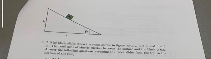 Solved A 5kg block slides down the ramp shows in figure. | Chegg.com
